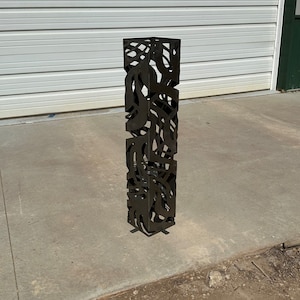 Garden Column - Garden Pillar - Wave Ripple Pattern / Steel Metal Art ...