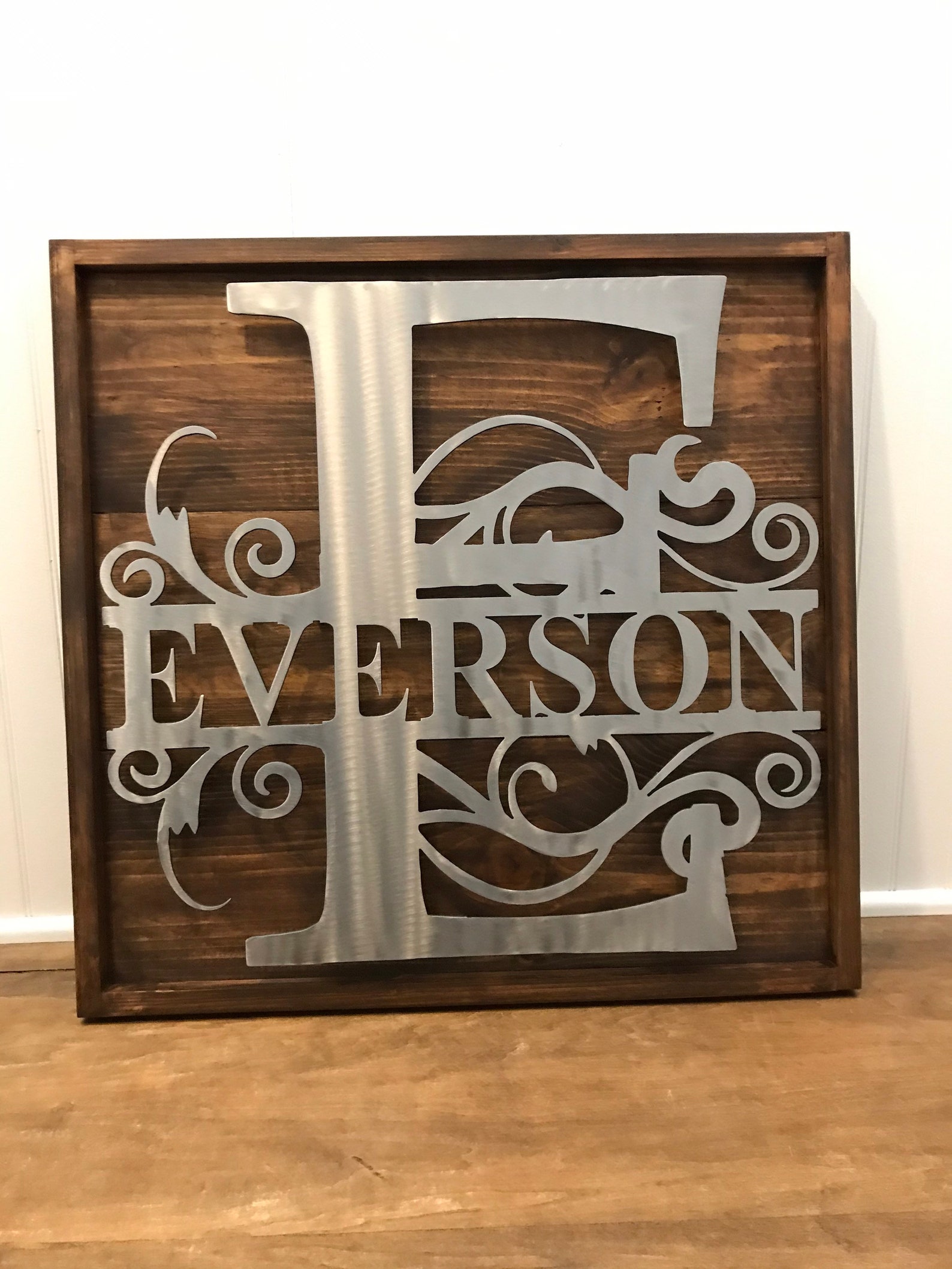 Custom Monogram / Wood and Metal Lake Signs / Rustic Lake Sign | Etsy