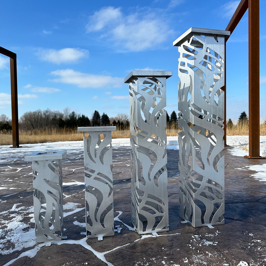 Aluminum Lighted Garden Column - Garden Pillar - Steel Metal Art ...