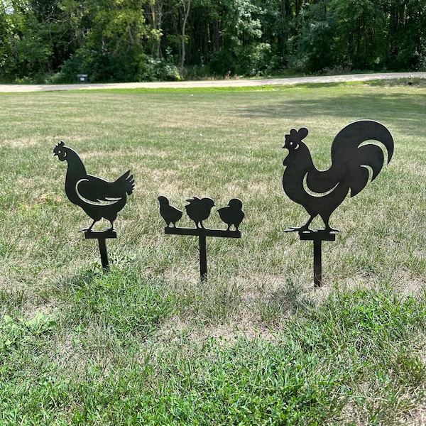 Metal Chicken Yard Art - Etsy
