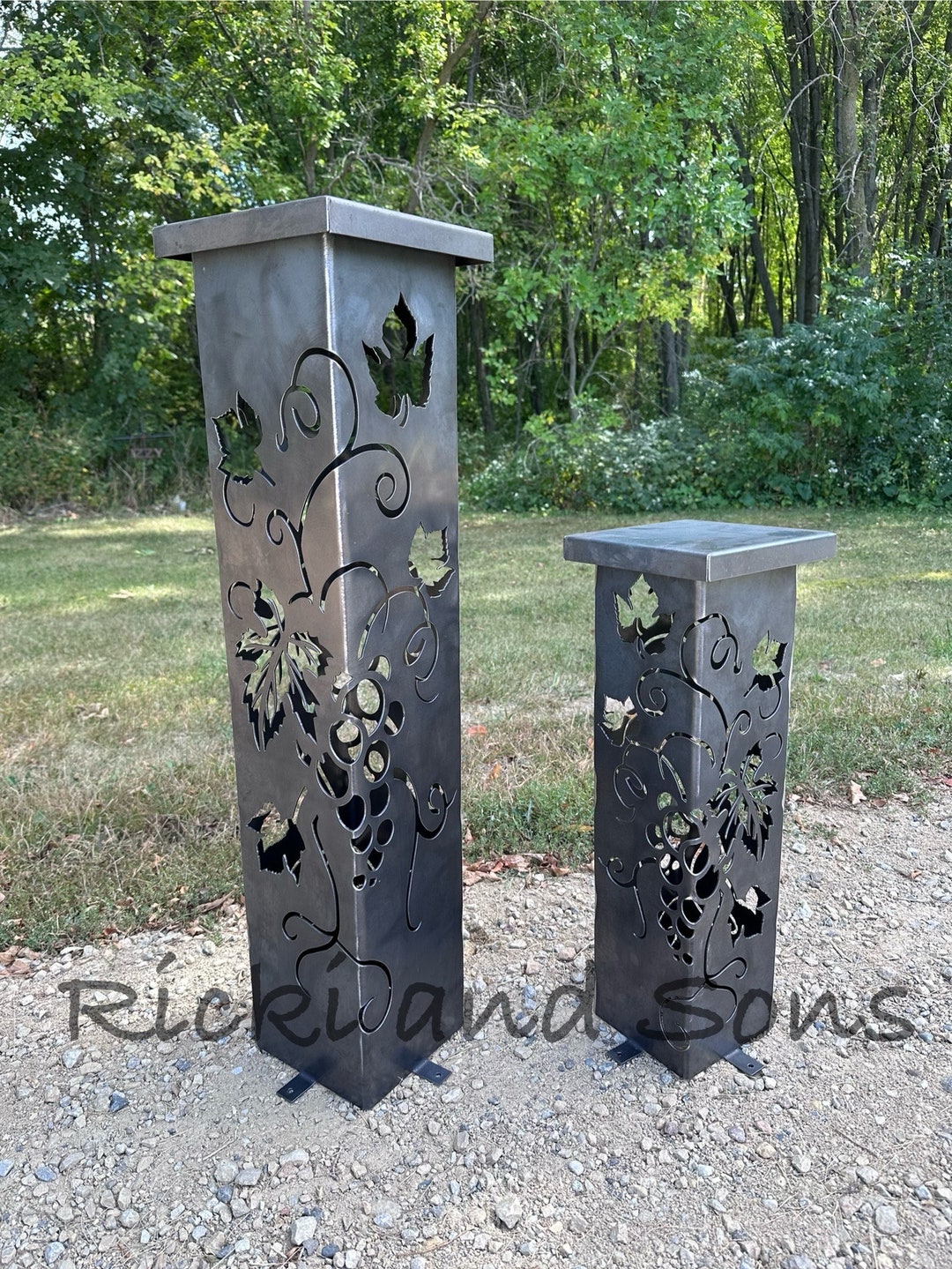 Garden Column - Garden Pillar - Grape Vine / Steel Metal Art / Metal ...