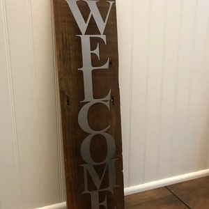 Welcome on Barn Wood Block Text / Wood and Metal Signs / Rustic Sign ...