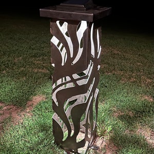 Lighted Garden Column Garden Pillar Steel Metal Art / - Etsy