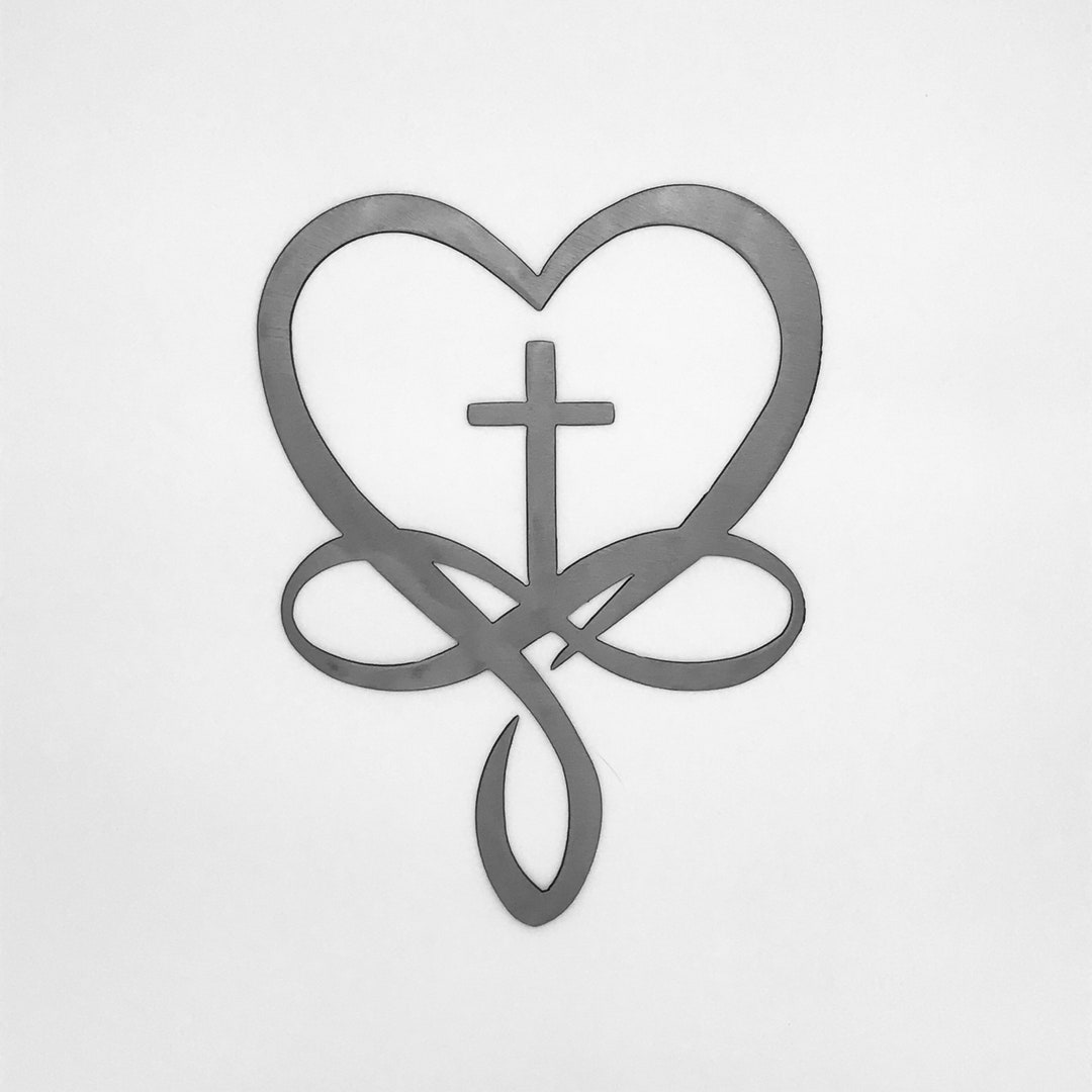 Infinity Heart With Cross Steel Wall Decor / Metal Wall Art - Etsy