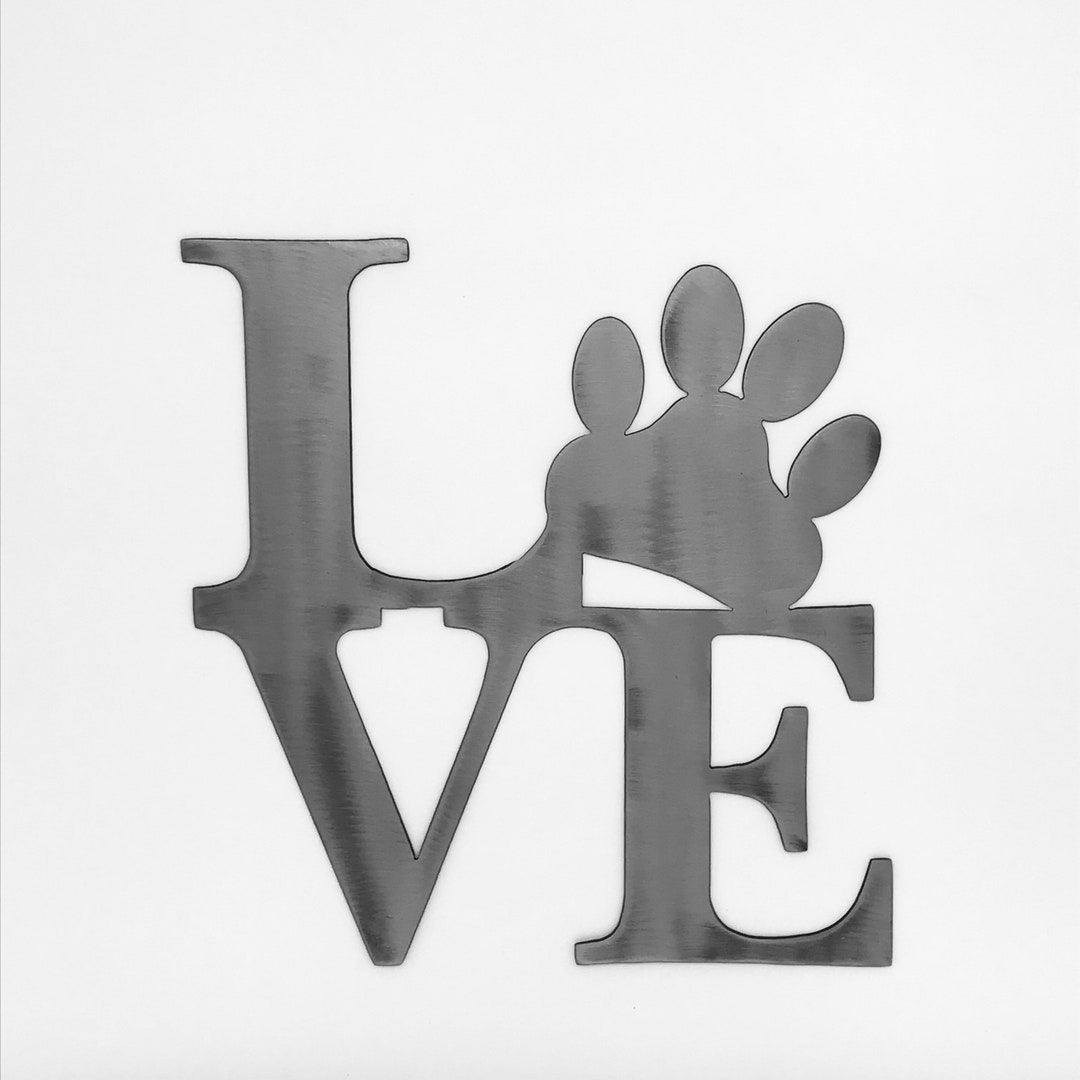 Love With Dog Paw - Steel Wall Decor Metal Wall Art / Metal Home Decor ...