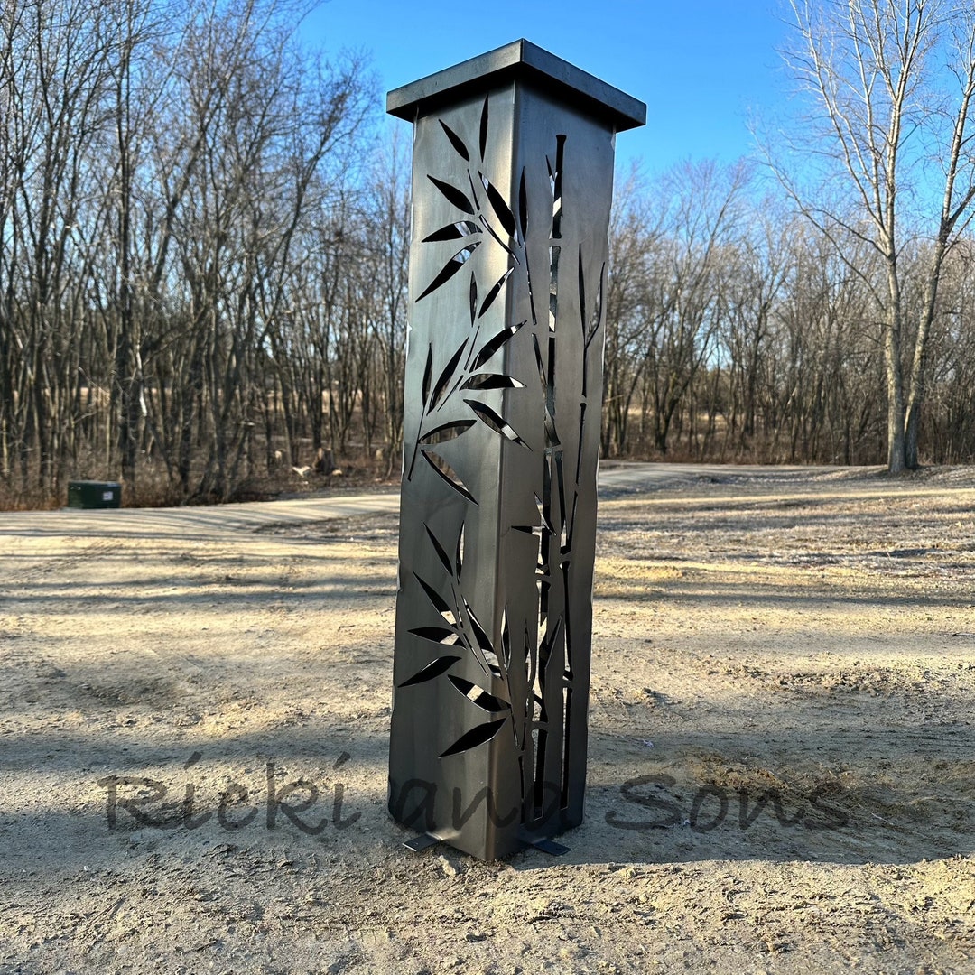 Garden Column - Garden Pillar - Bamboo Pattern / Steel Metal Art ...