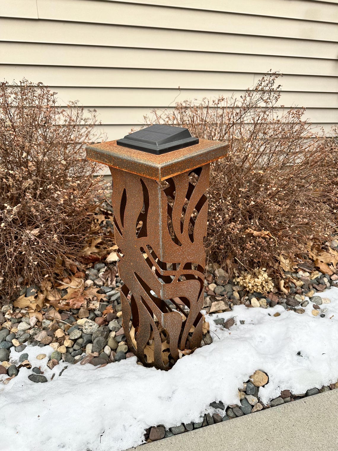 Garden Column - Garden Pillar - Birds and Branches Pattern / Steel ...