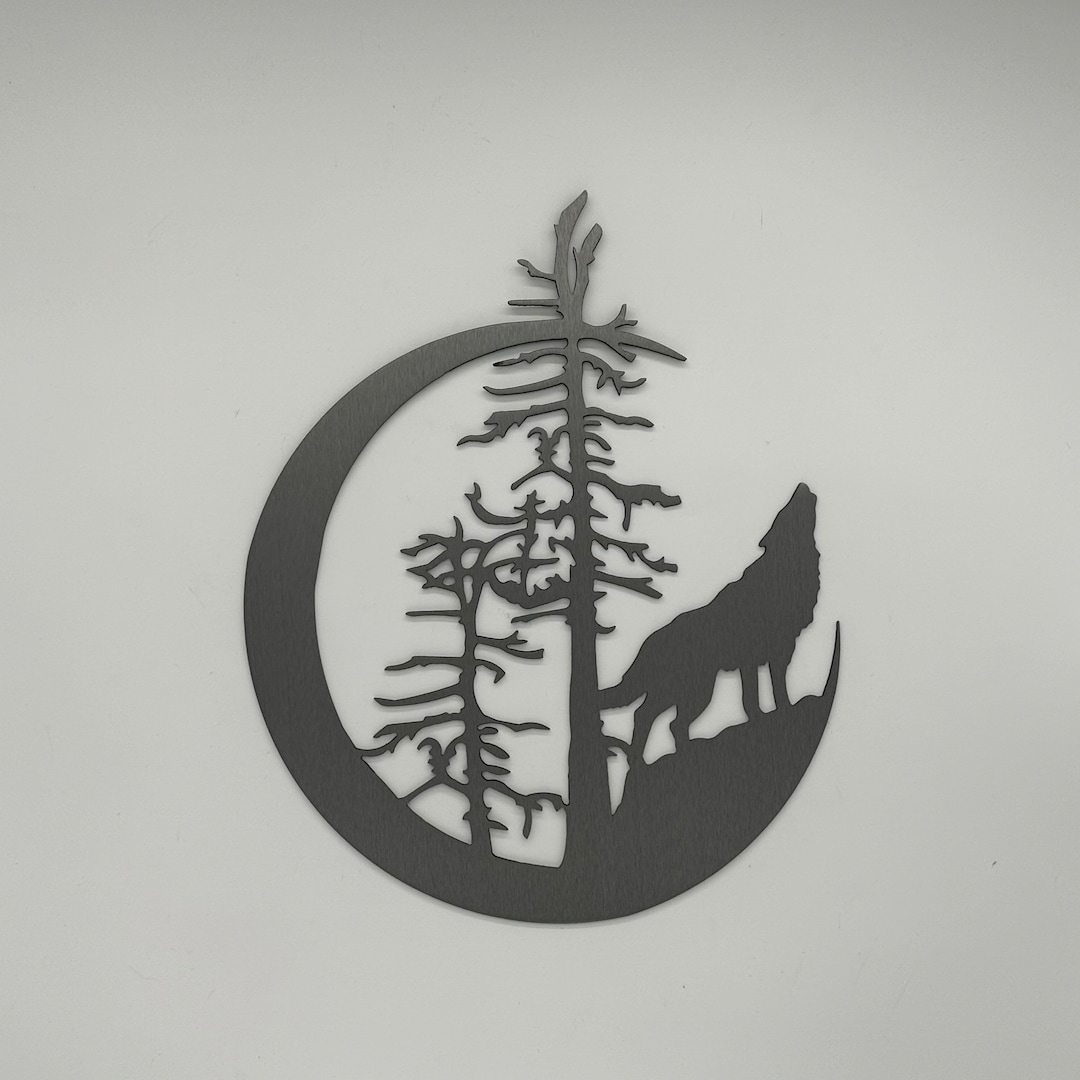 Wolf in Moon Wall Decor Metal Wall Art / Metal Home Decor / Steel Wall ...