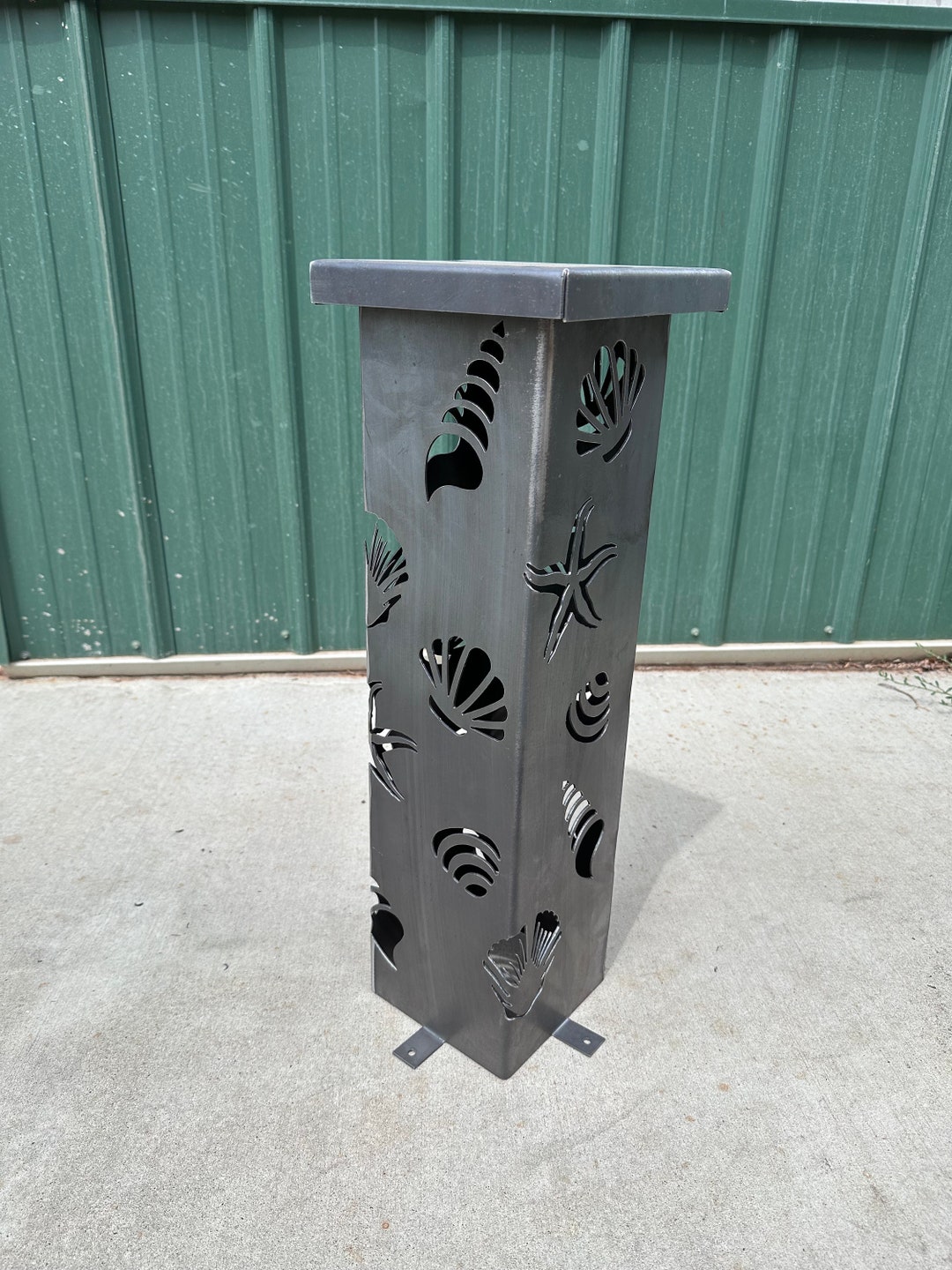 Garden Column - Garden Pillar - Seashell Pattern / Steel Metal Art ...