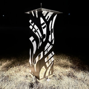 Aluminum Lighted Garden Column - Garden Pillar - Steel Metal Art ...