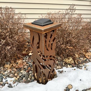 Lighted Garden Column - Garden Pillar - Steel Metal Art / Metal Decor ...