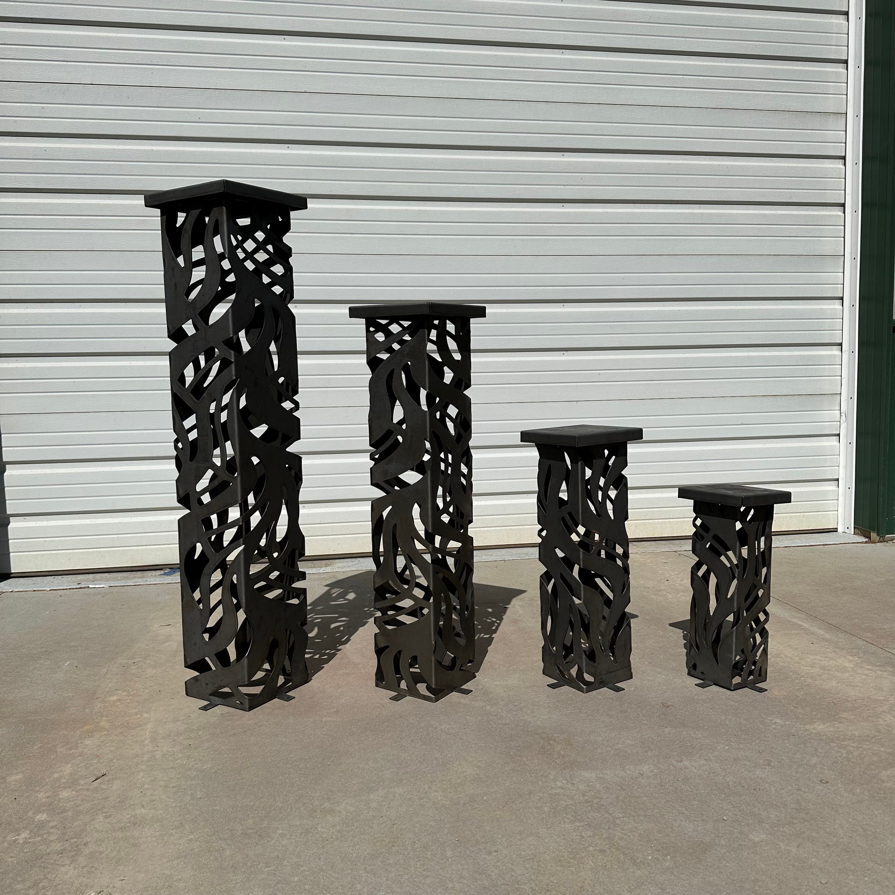 Garden Column - Garden Pillar - Wave Ripple Pattern / Steel Metal Art ...