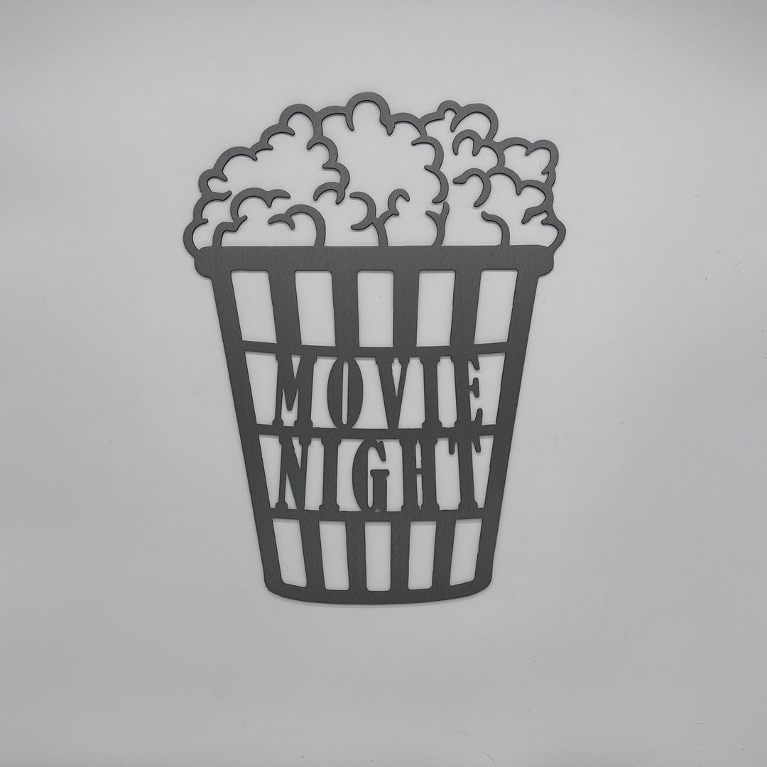 Movie Night Popcorn / Metal Wall Art / Metal Home Decor / Steel Wall ...