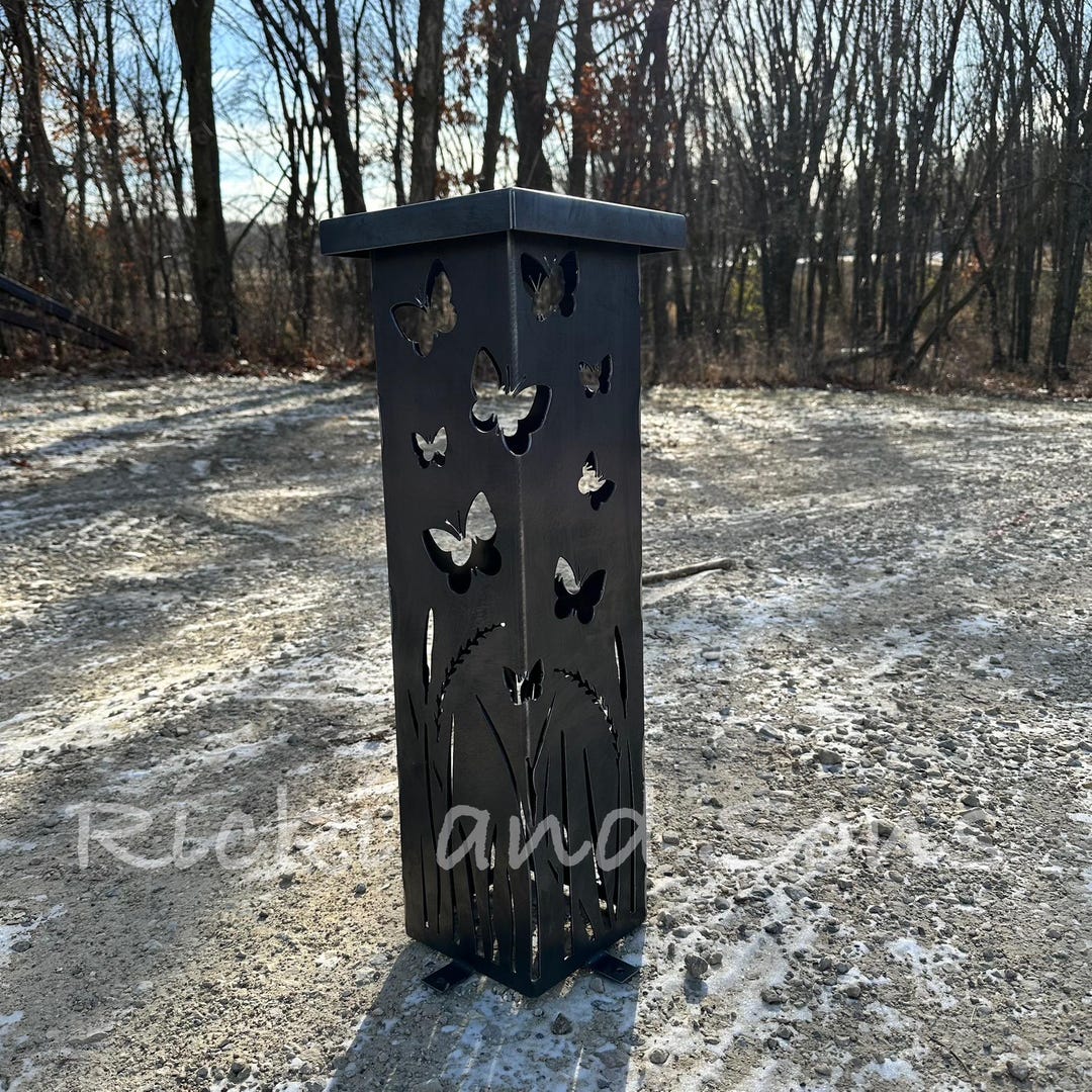 Garden Column - Garden Pillar - Butterfly / Steel Metal Art / Metal ...