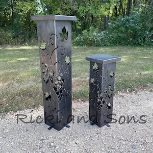 Garden Column - Garden Pillar - Grape Vine / Steel Metal Art / Metal ...