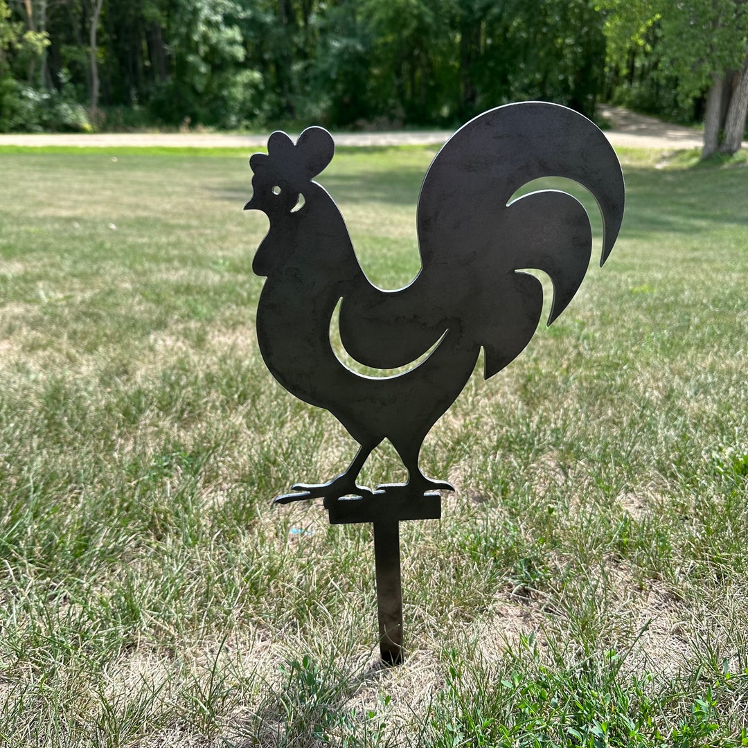 Rooster - Steel Metal Art / Metal Decor / Outdoor Decor / Ground Stake ...