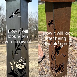 Garden Column - Garden Pillar - Wave Ripple Pattern / Steel Metal Art ...