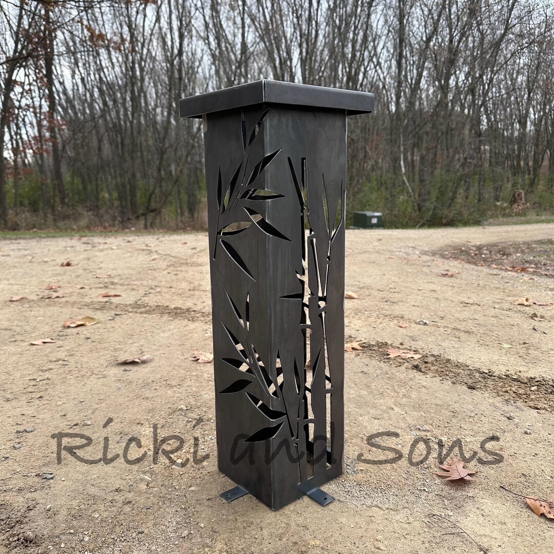 Garden Column Garden Pillar Bamboo Pattern / Steel Metal Art / Metal ...