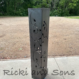 Garden Column - Garden Pillar - Vine Pattern / Steel Metal Art / Metal ...