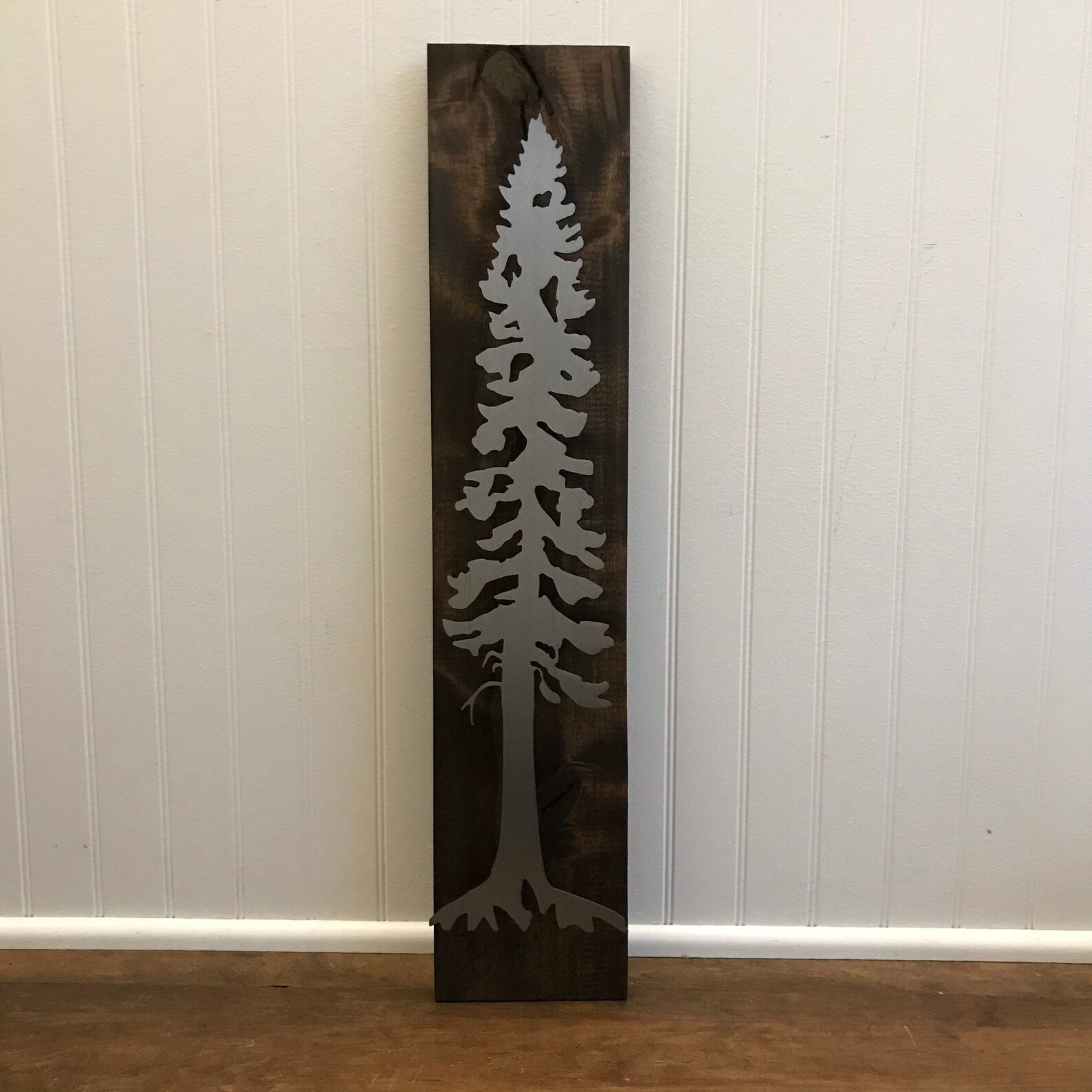 Pine Tree on Knotty Alder / Wood and Metal Signs / Rustic Sign | Etsy