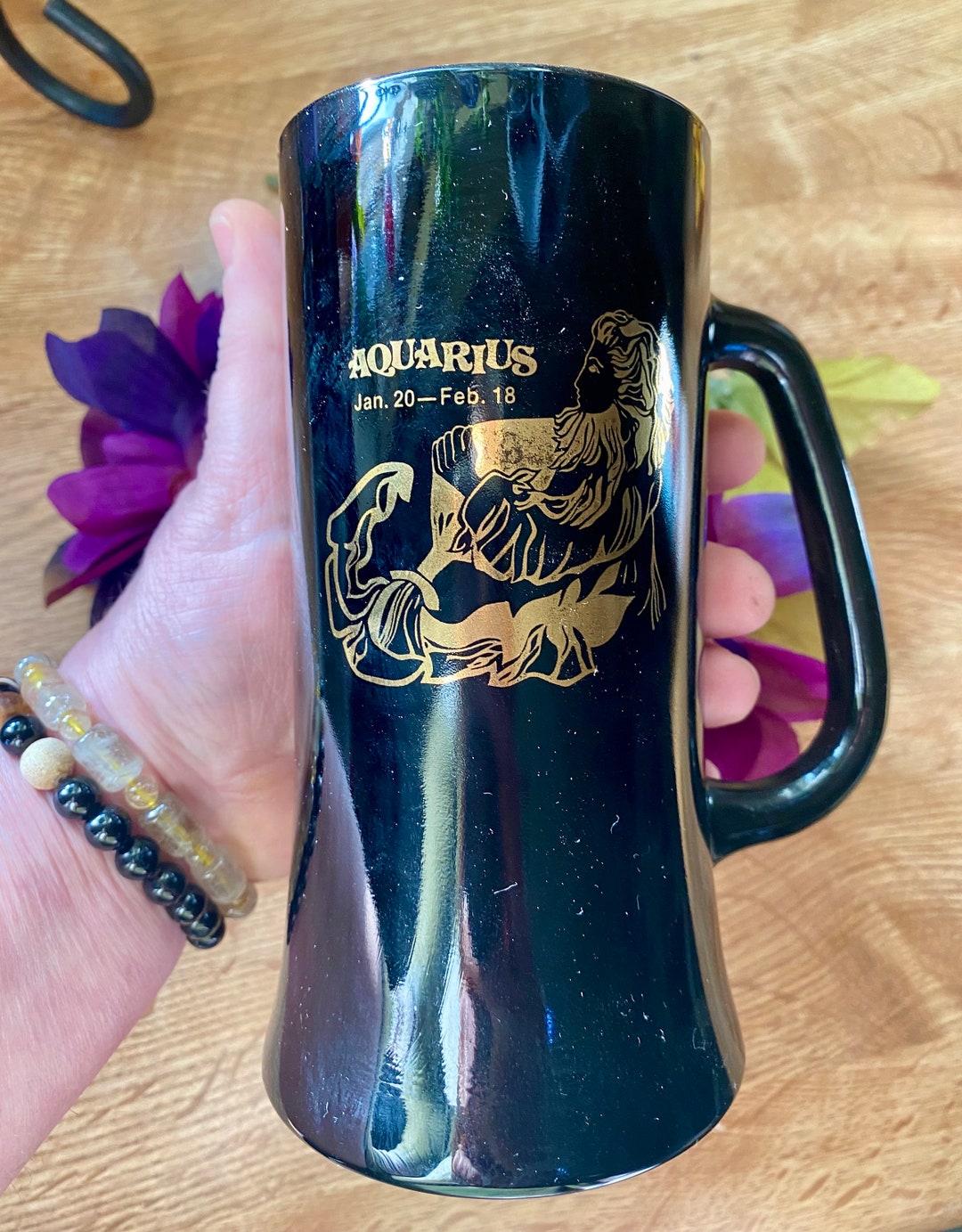 Vintage Tiara Black Aquarius Mug-zodiac Mug-aquarius Cup-astrology Mug ...