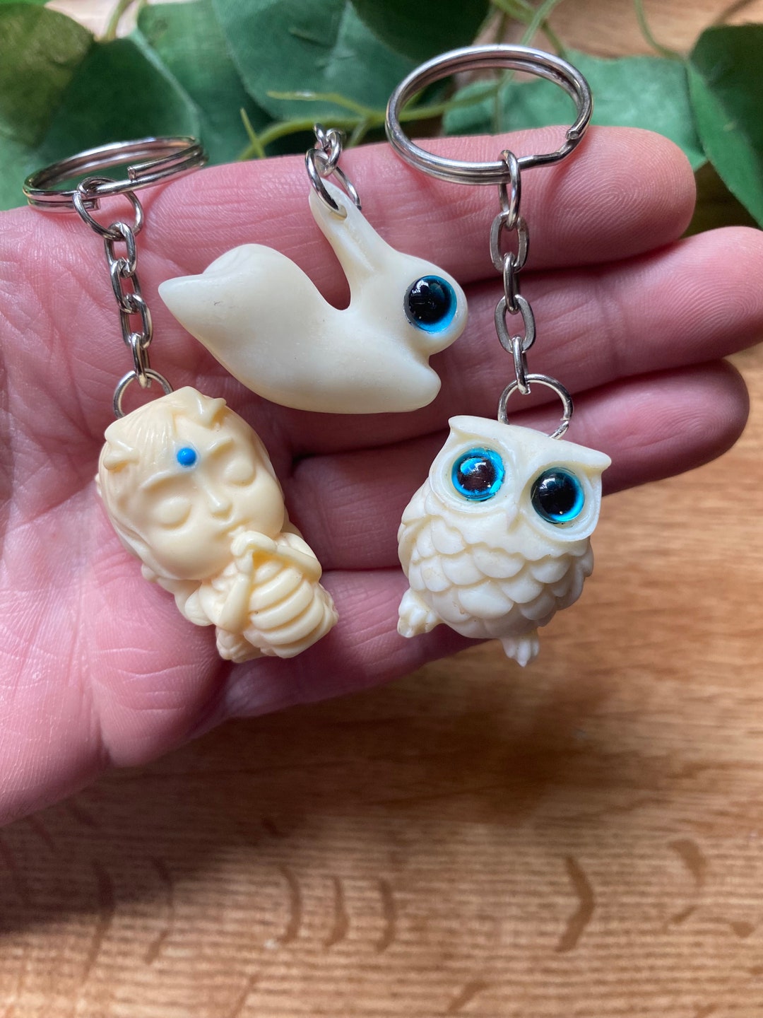 Nut Ivory Keychain-mermaid Keychain-bunny Keychain-owl Keychain-tagua ...
