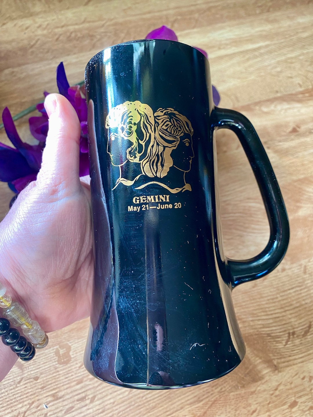 Vintage Tiara Black Gemini Mug-zodiac Mug-gemini Cup-astrology Mug ...