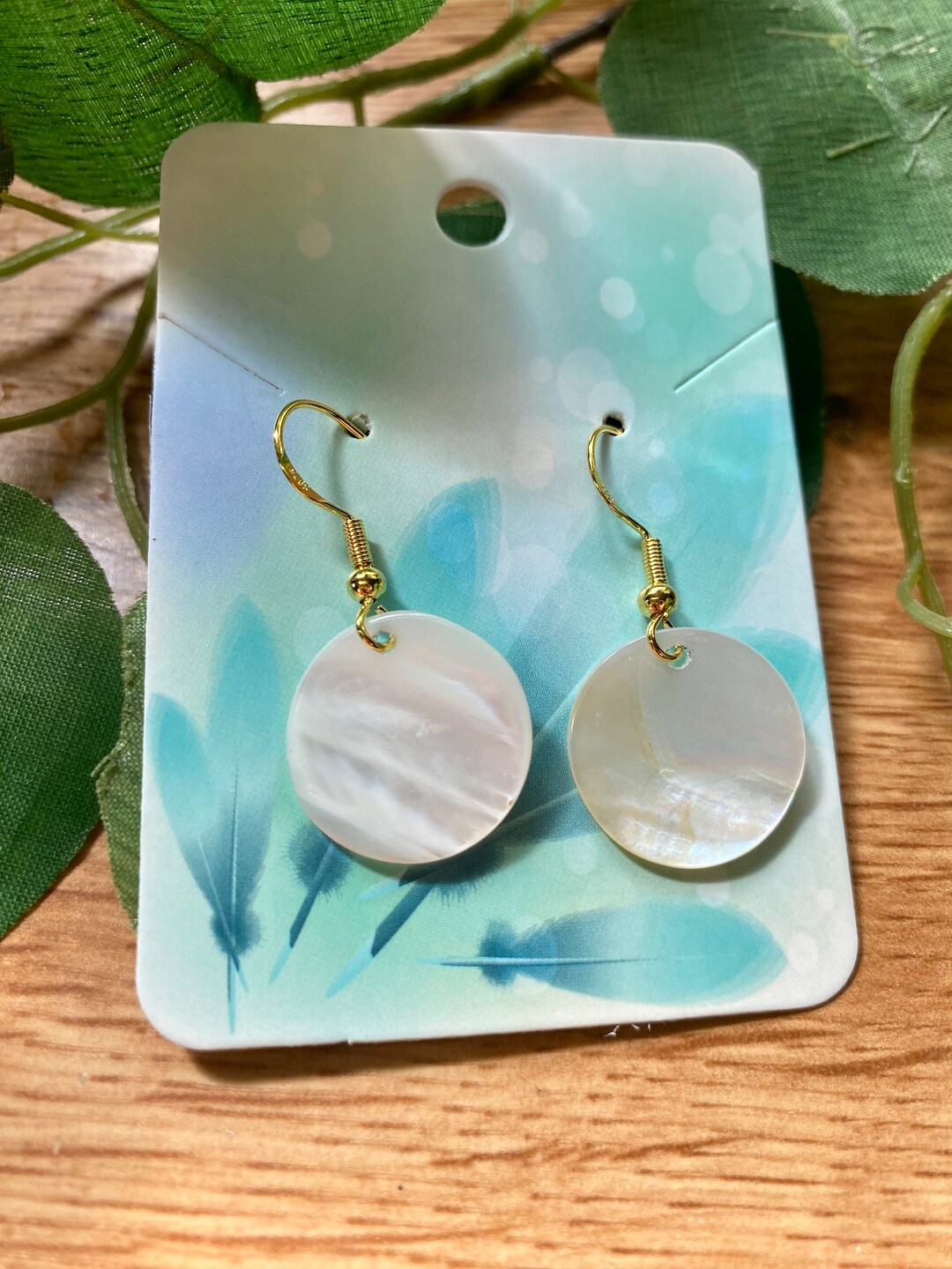 White Round Mother of Pearl Shell Earrings-round Shell - Etsy