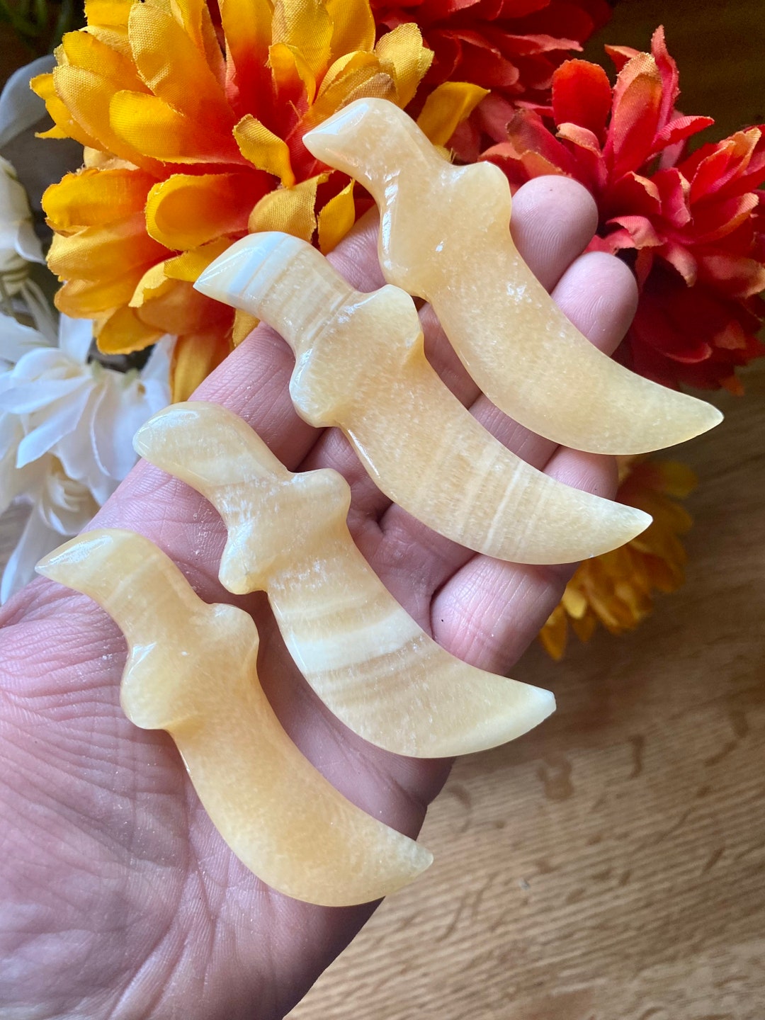 Honey Calcite Dagger-honey Calcite Carving-mini Crystal Dagger Carving ...