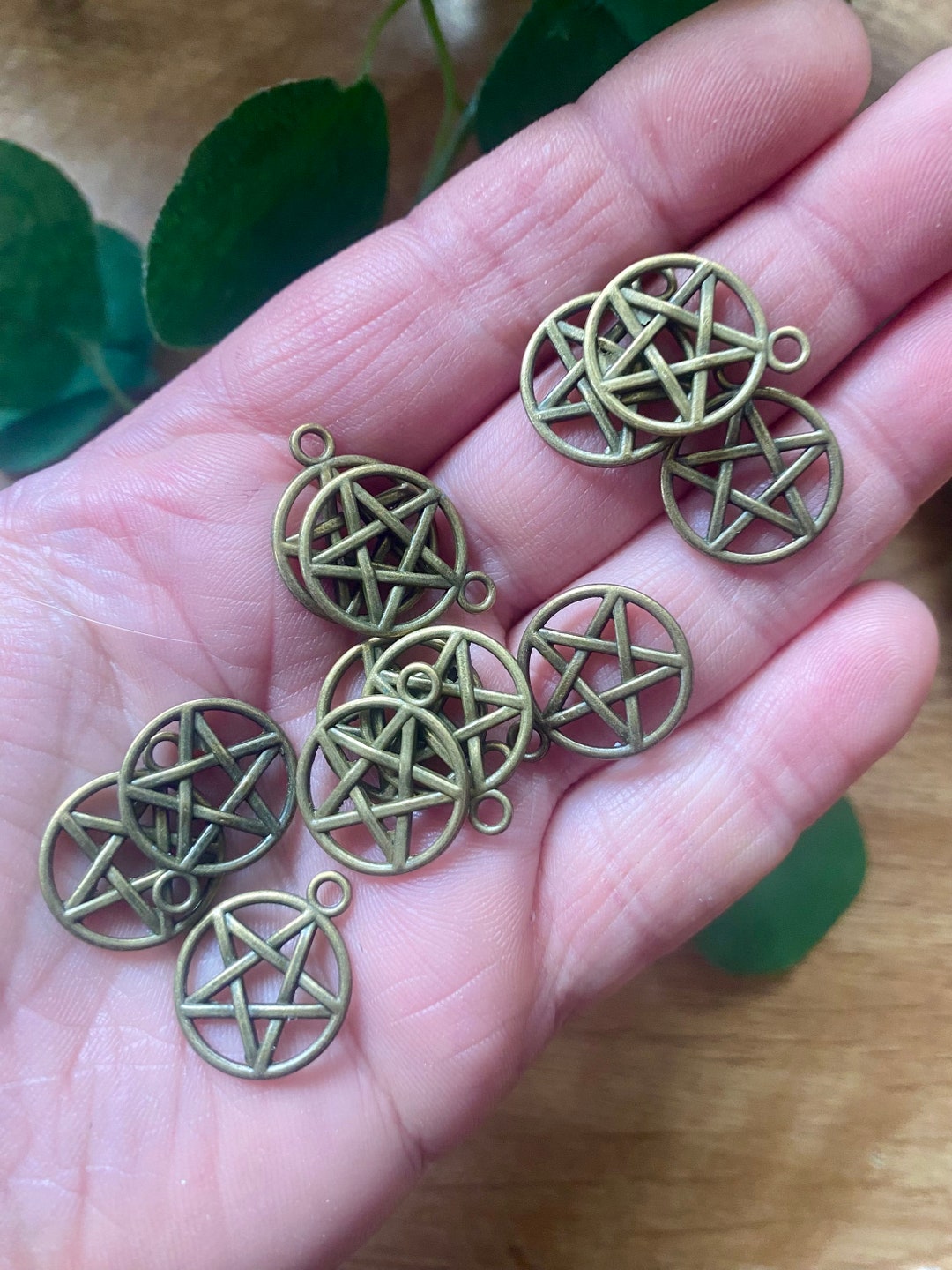 Antique Brass Pentacle Charms Set of 20-pagan Jewelry Charms-star ...