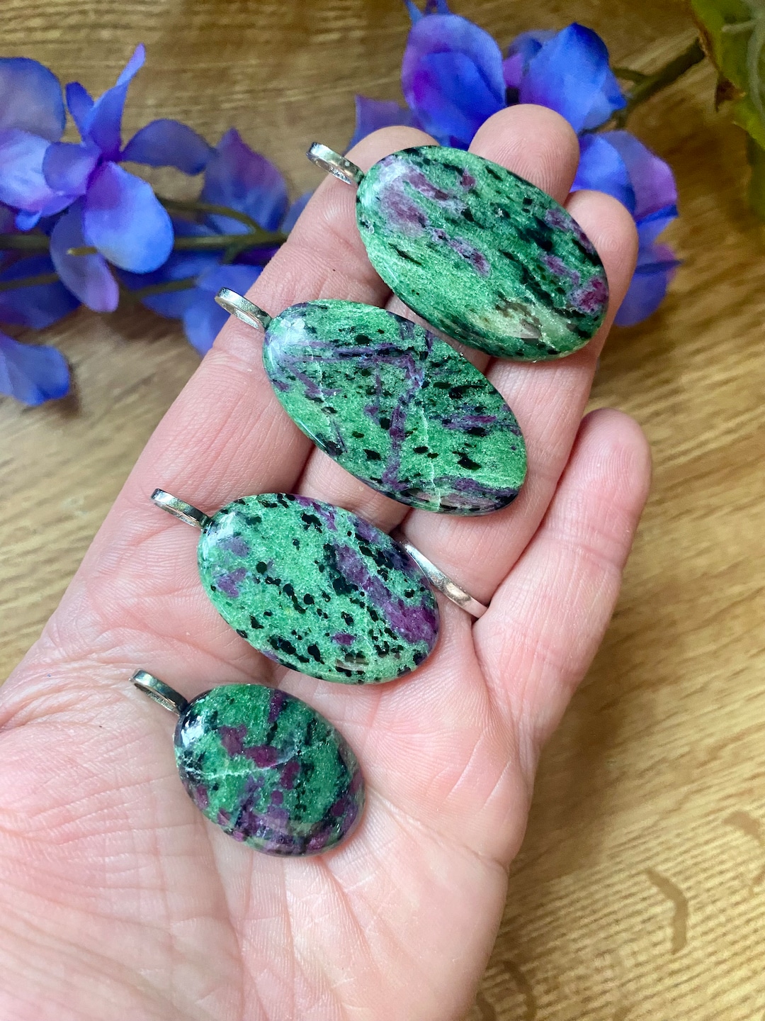 Ruby Zoisite Cabochon Pendant-crystal Pendant-uv Reactive Crystal-ruby Zoisite Jewelry - Etsy