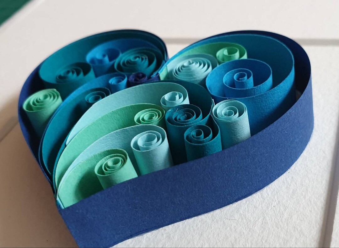 Blue Heart Paper Art Paper Quilling Love Gift Birthday Gift 1st Wedding ...
