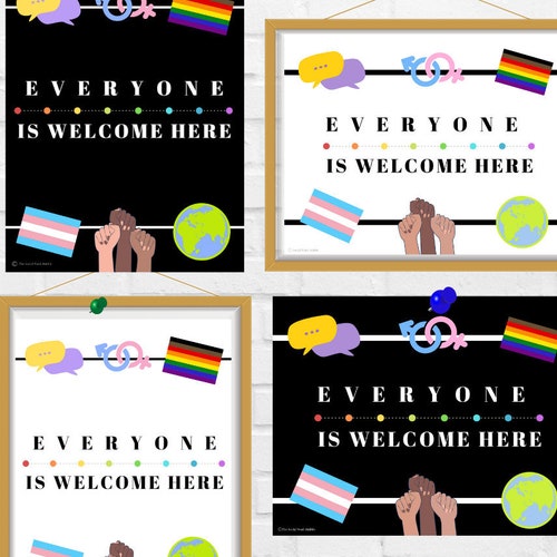 Everyone is Welcome Here Classroom Poster Digital Download | Etsy