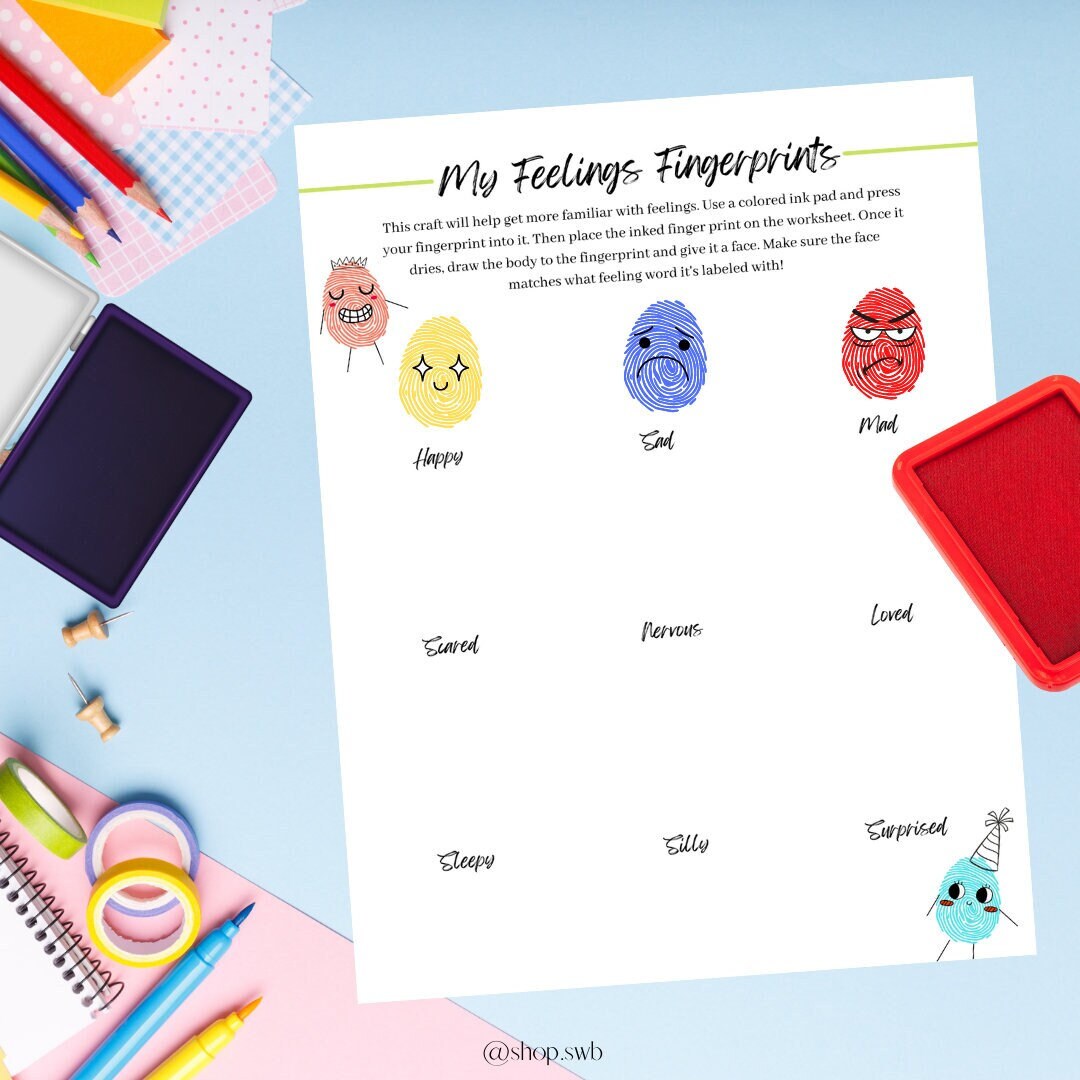Feeling Fingerprints Kids Therapy Craft Digital Download - Etsy