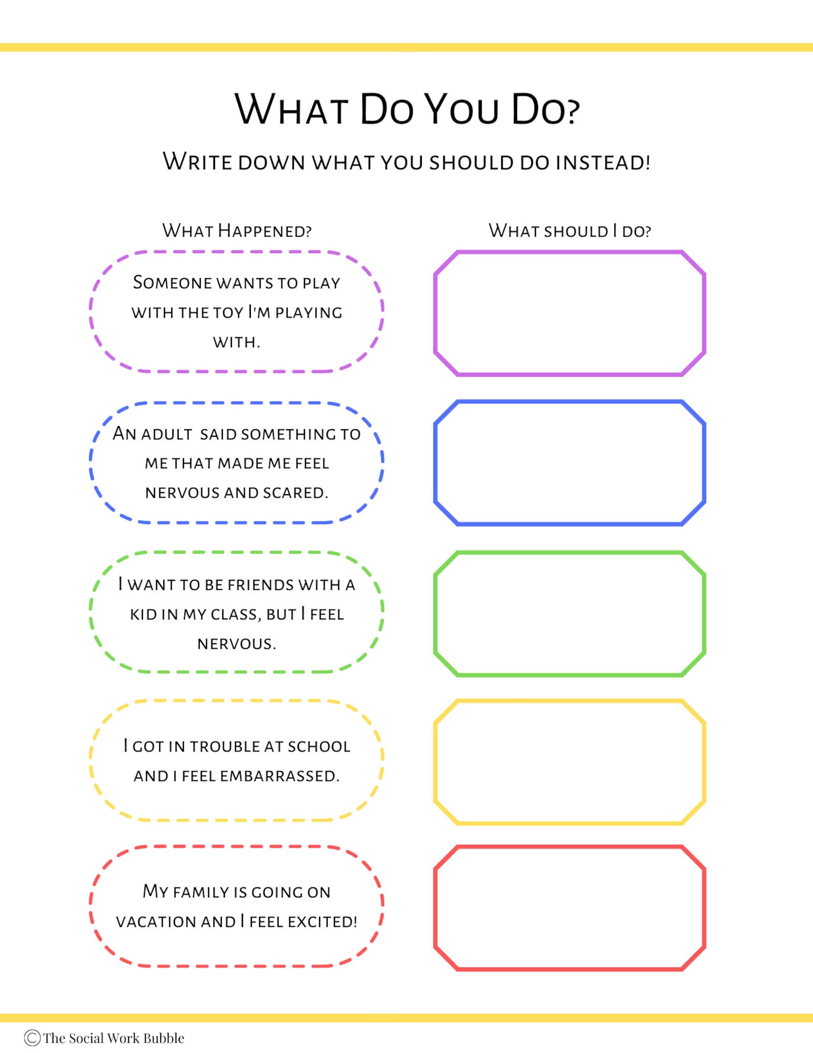 What Should I Do Feeling Situation Behavior Worksheet - Etsy