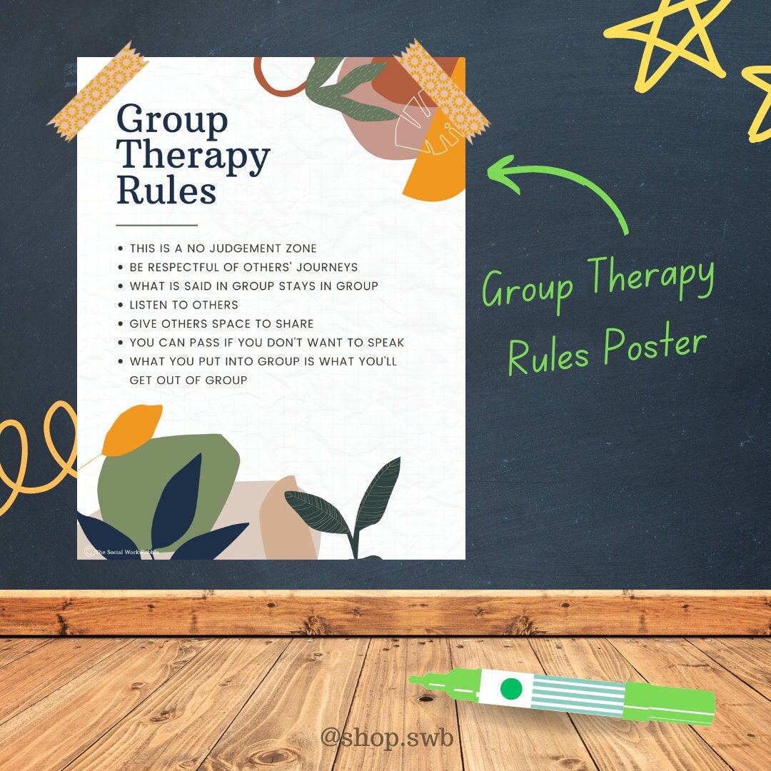 Group Therapy Rules Poster Sign For Social Workers Etsy Australia