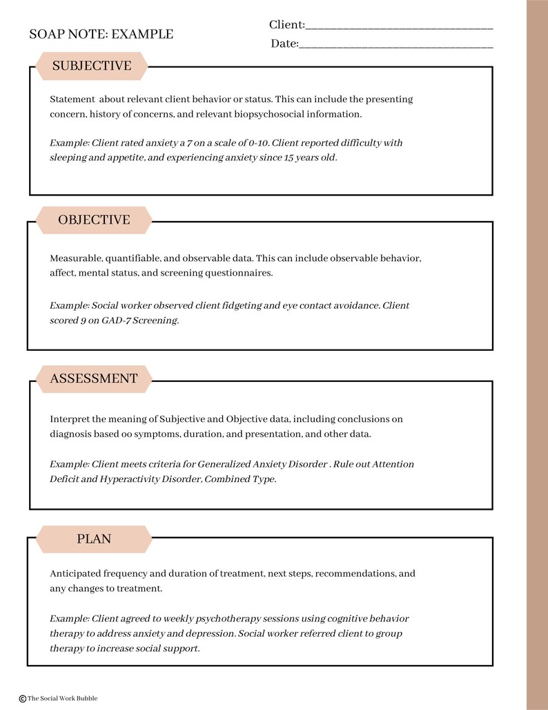 SOAP Note for Social Workers Therapists Counselors Nurses - Etsy