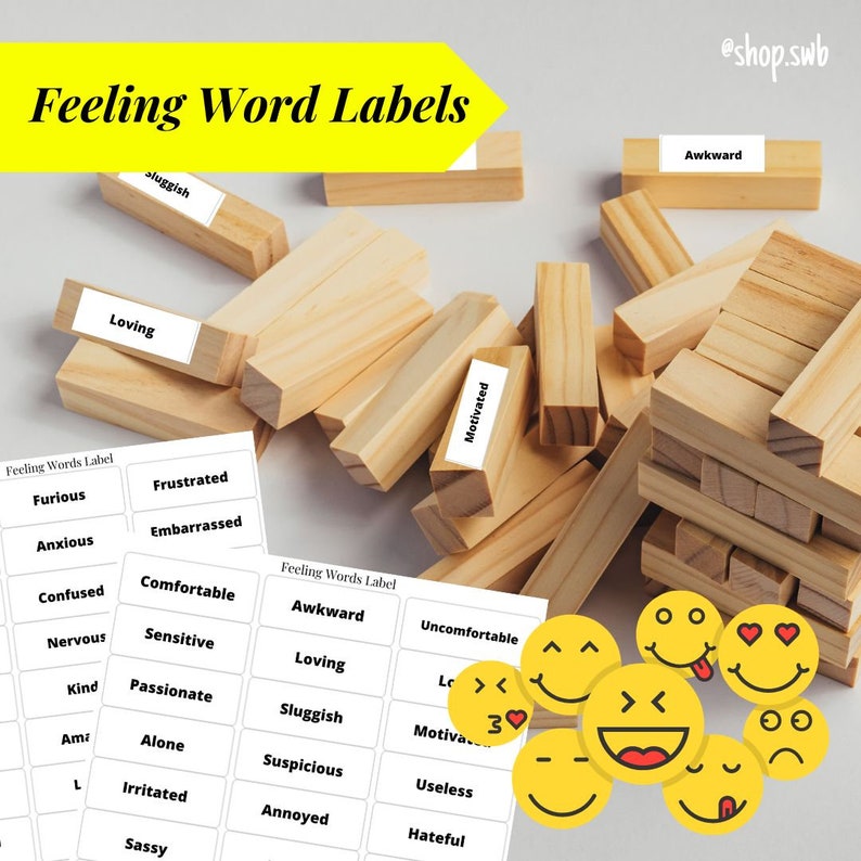 60 Feelings Emotions Word Labels for Kids' Emotional Intelligence ...