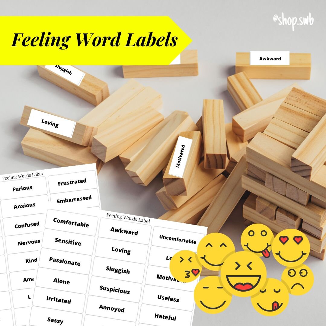 60 Feelings Emotions Word Labels for Kids' Emotional Intelligence ...