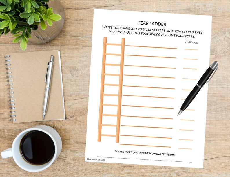 Fear Ladder Anxiety Hierarchy Therapy Worksheet for Kids - Etsy Australia