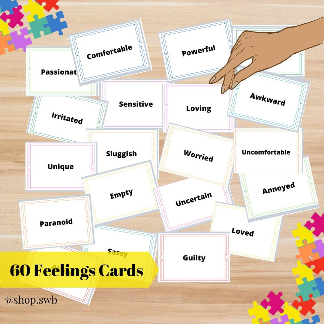 60 Feelings Emotions Word Cards for Kids and Children Social - Etsy