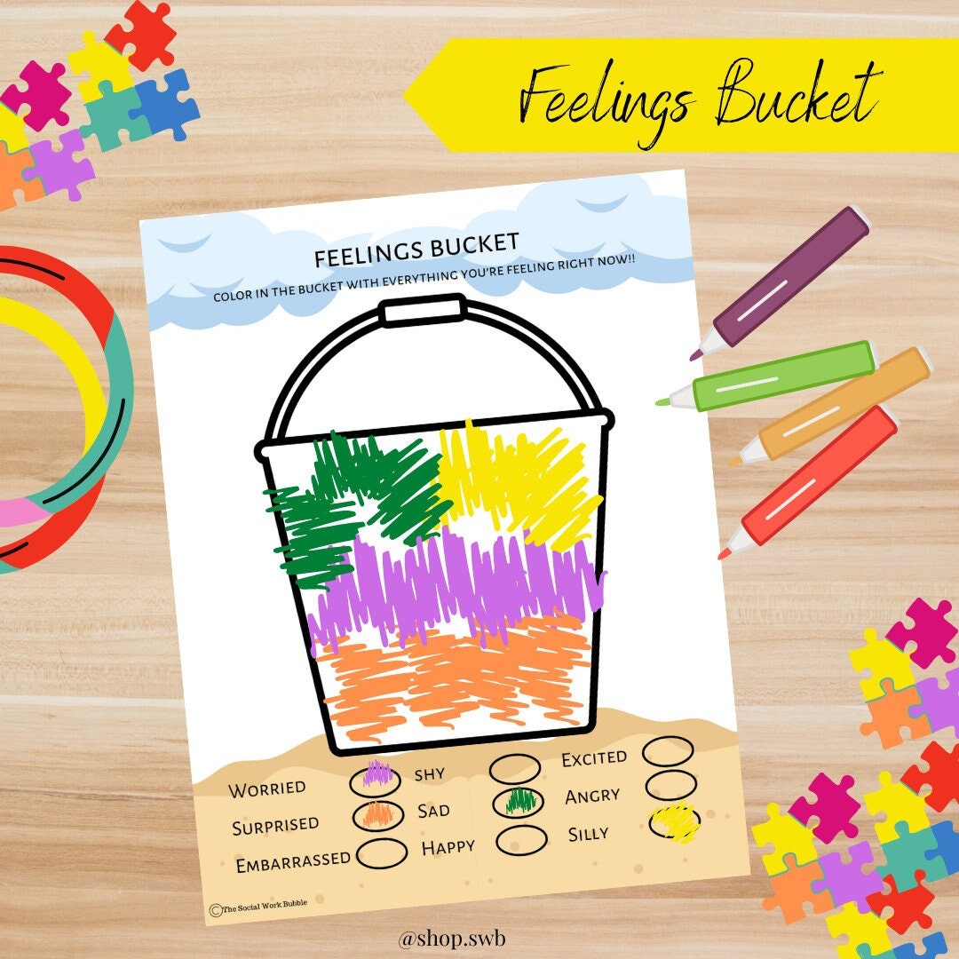 Feelings Bucket for Kids Therapy, Emotional Learning, Mental Health ...