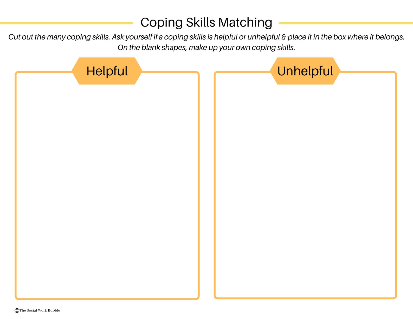 Coping Skills Matching Unhelpful Vs. Helpful Therapy Worksheet - Etsy