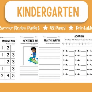 Kindergarten - Summer Review - Worksheets - Summer Packet - Printable ...