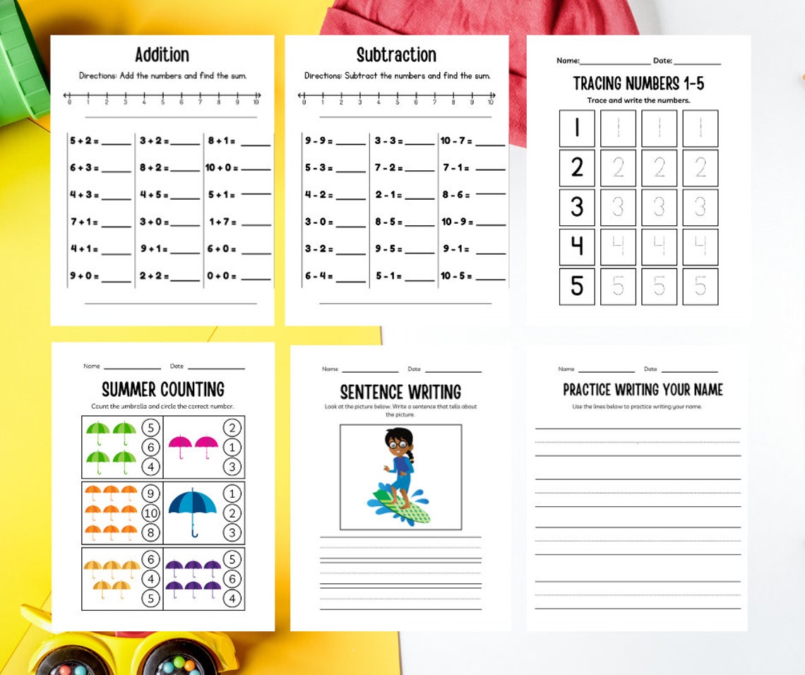 Kindergarten - Summer Review - Worksheets - Summer Packet - Printable ...