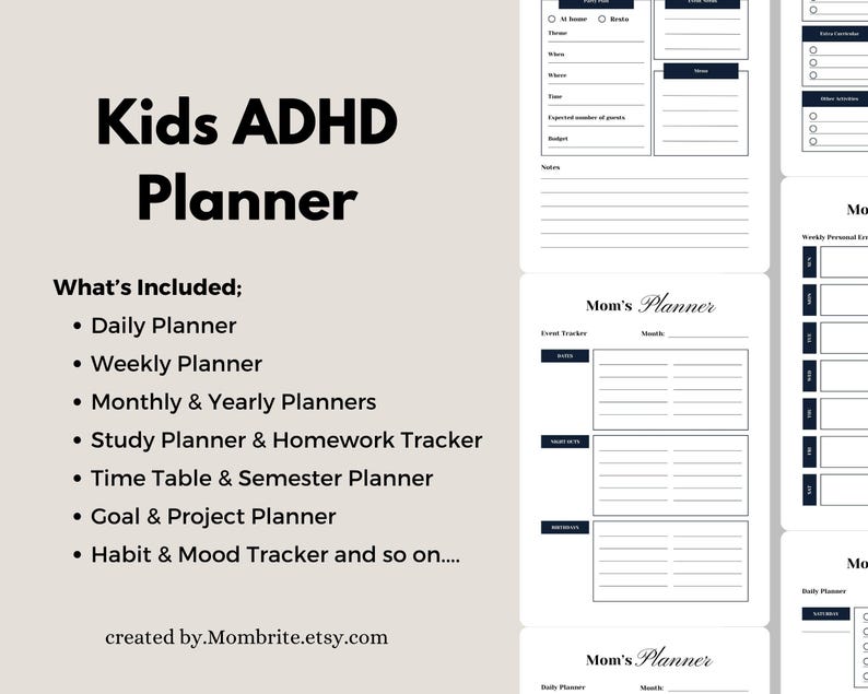 ADHD Planner for Kids Printable | Daily Routine Chart | Focus and Task ...