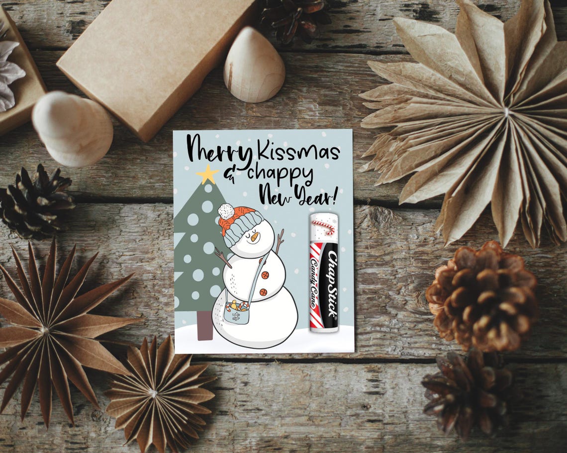 Printable Merry Kissmas and Chappy New Year Chapstick Gift Tag/card ...