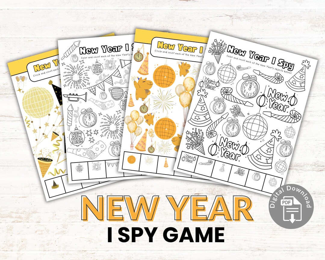 New Year I Spy Printable Game for Kids, New Year’s Eve Party Activity ...