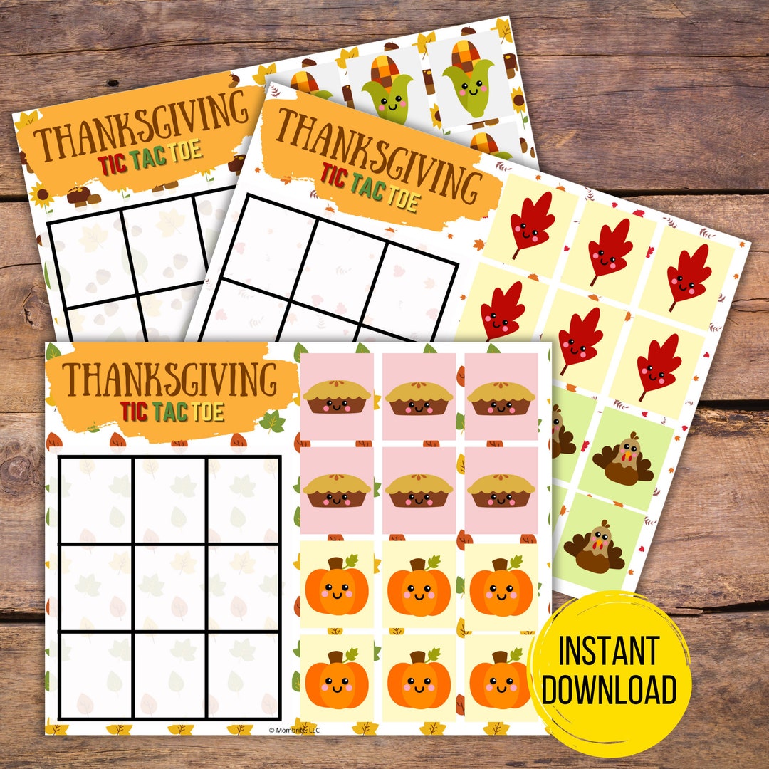 Thanksgiving Tic Tac Toe Game, Thanksgiving Printable Games for Kids ...