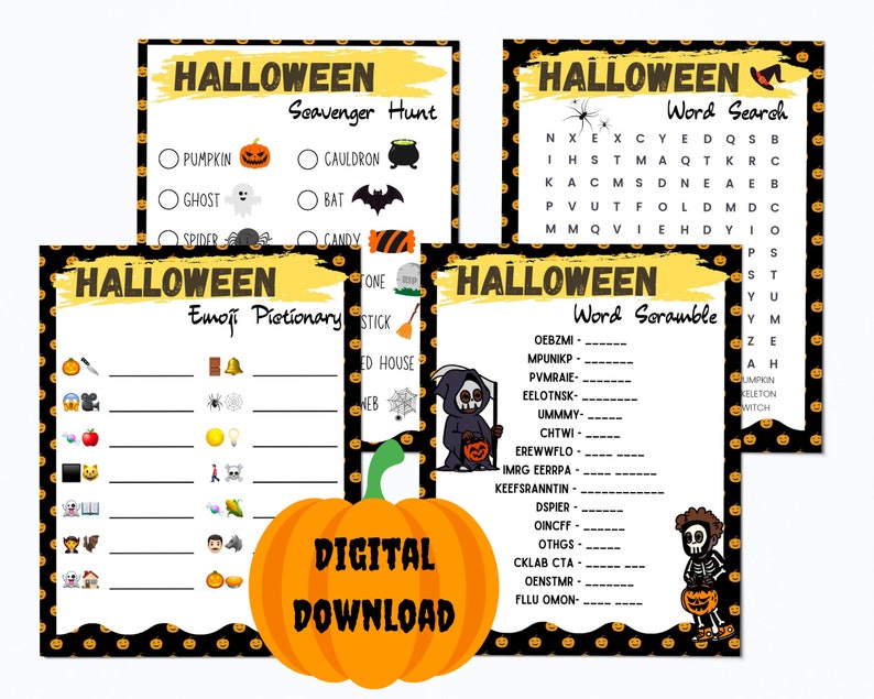 Printable Halloween Games for Kids, Word Search, Word Scramble ...